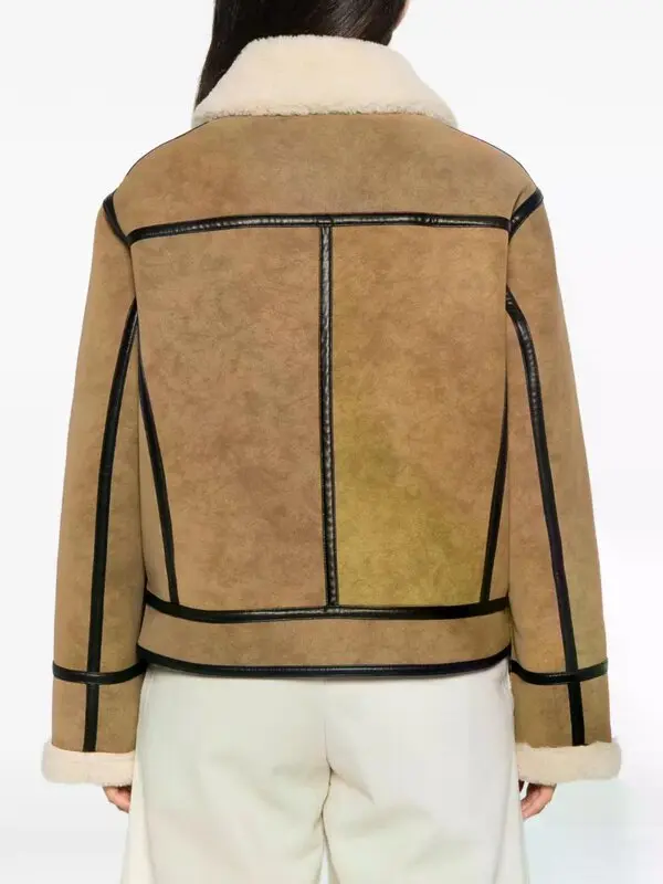 STAND STUDIO Dara Contrast-trim Shearling-collar Jacket