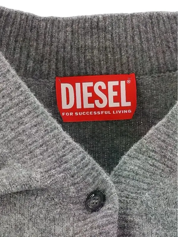 DIESEL® Cropped Cardigan In Wrinkled Boiled Knit