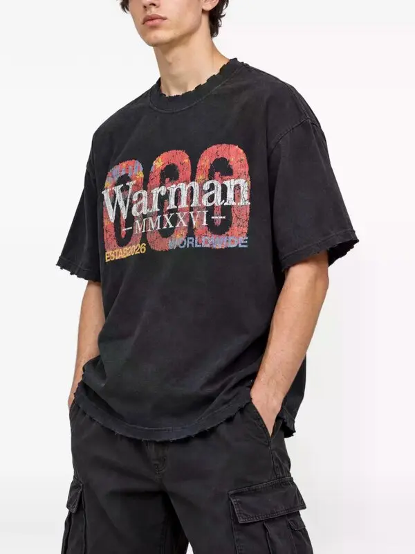 WARMAN Distressed Logo-print T-shirt