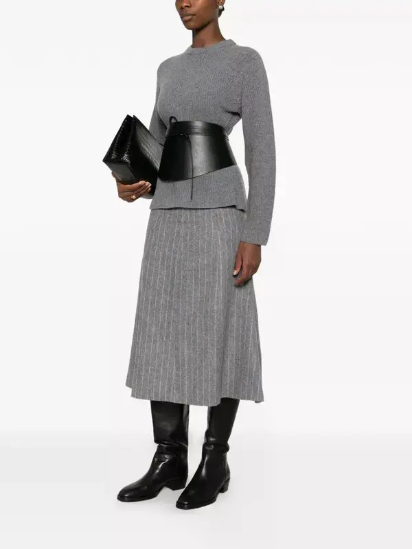 THELATEST Erica Pinstripe-pattern Pleated Skirt - Grey
