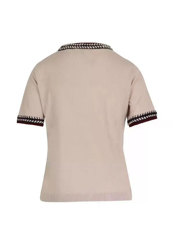 Max Mara Embroidered-trim Short-sleeve Sweater - Neutrals