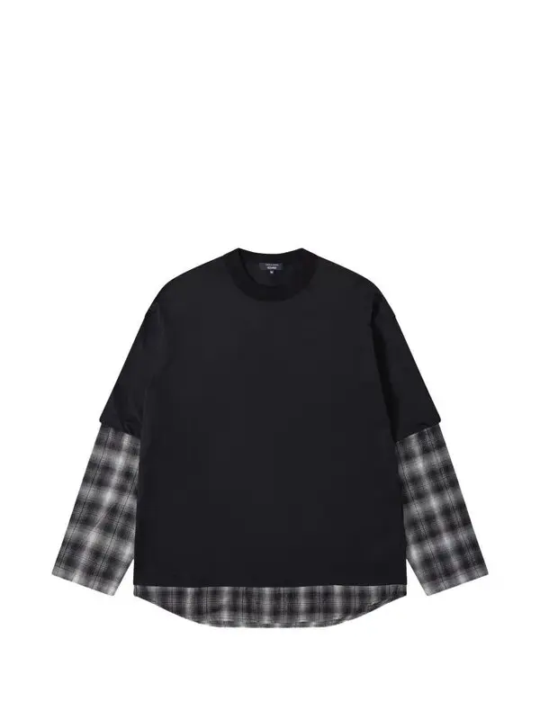 Comme Des Garçons Layered-design Check-pattern Long-sleeve T-shirt - Black