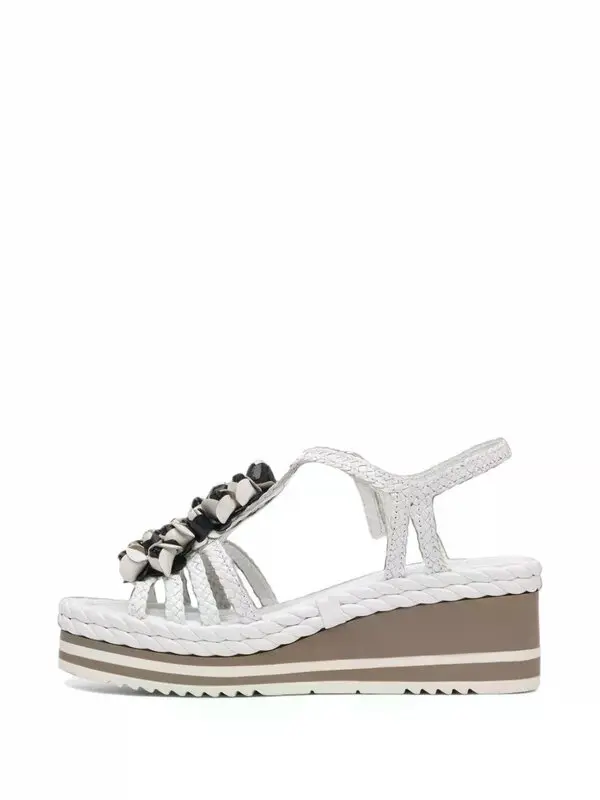 PONS QUINTANA Floral-embellished Braided Leather Sandals