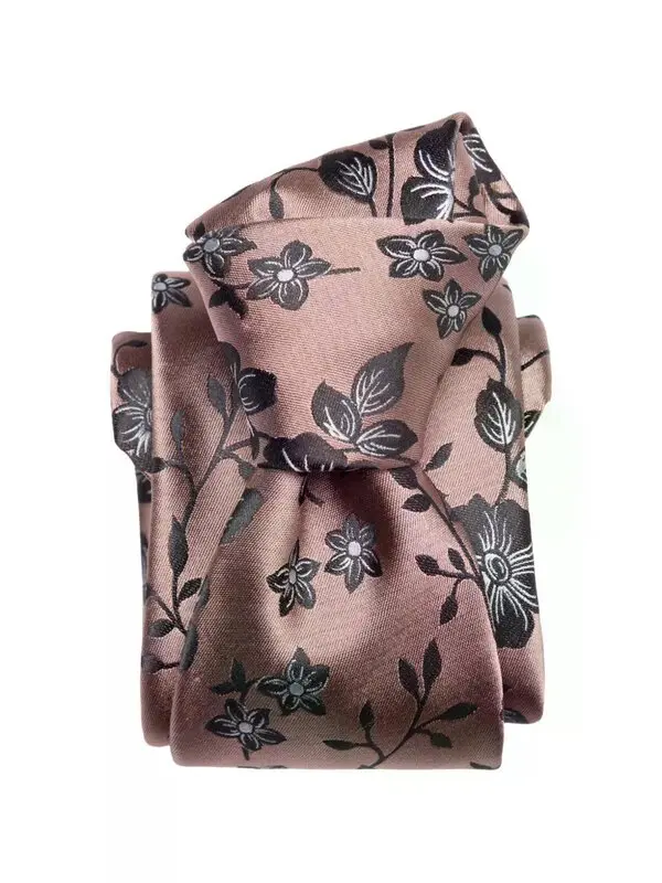 ELIZABETTA Silvio Floral-jacquard Tie - Pink
