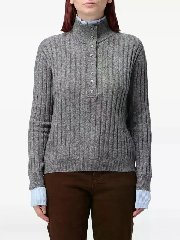 ELEH Ribbed-knit High-neck Sweater - Grey
