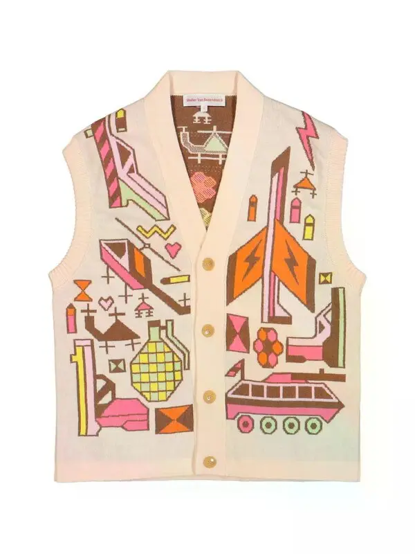WALTER VAN BEIRENDONCK Stop War Patterned-intarsia Vest