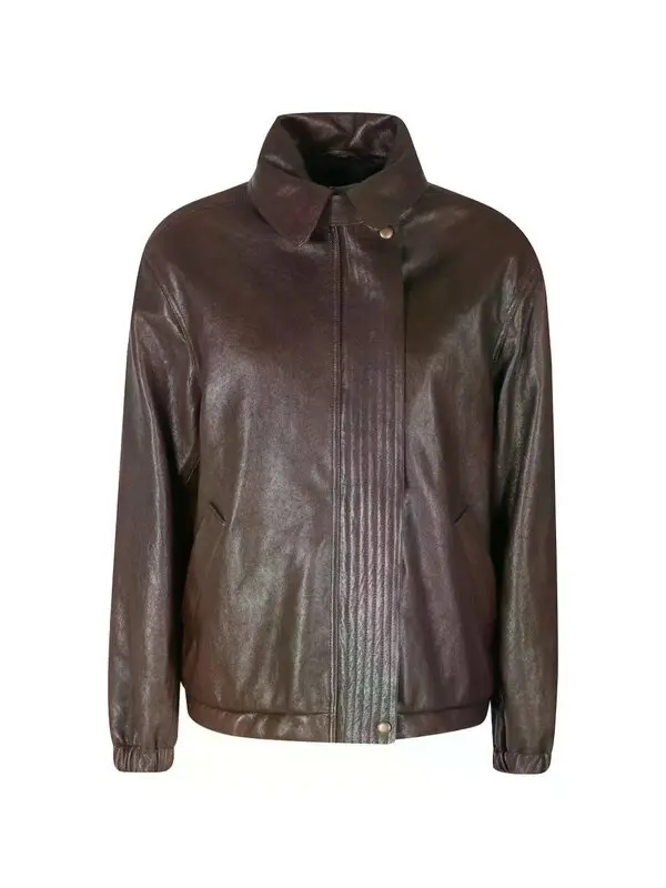 Magda Butrym Leather Bomber Jacket - Brown