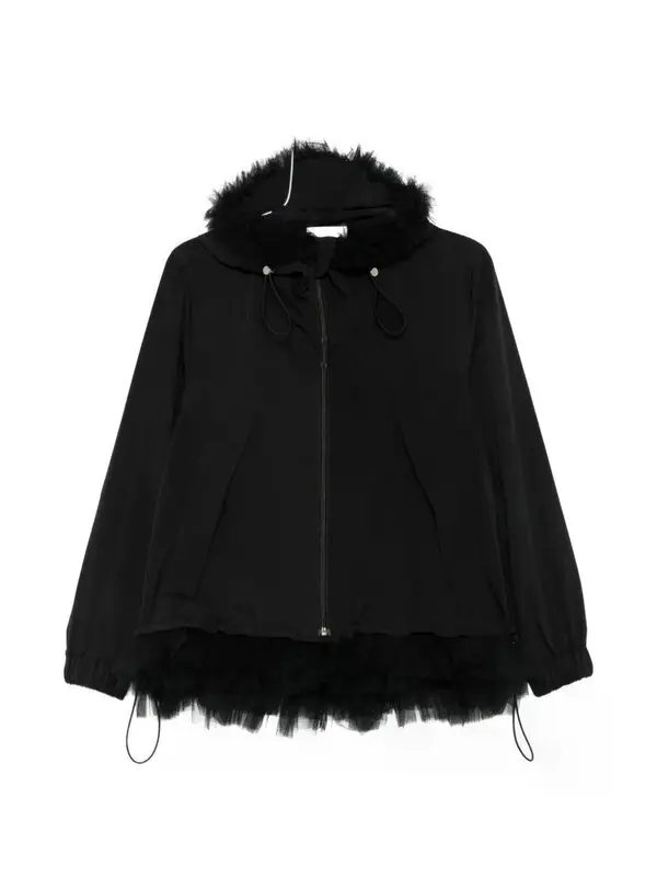 Noir Kei Ninomiya Tulle-trim Hooded Jacket