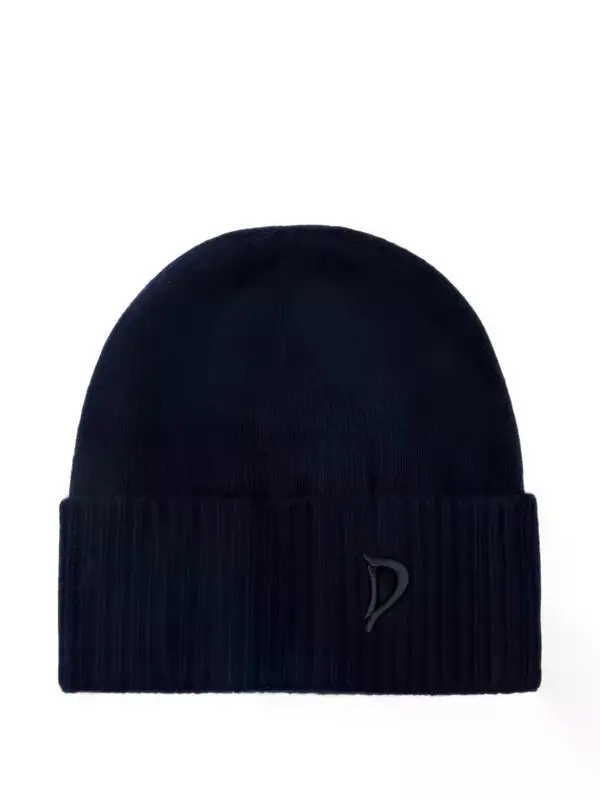 DONDUP Logo-embroidered Ribbed-trim Beanie Hat - Blue