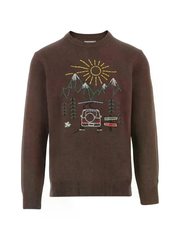 MC2 SAINT BARTH Heron Mountain-embroidery Sweater - Brown