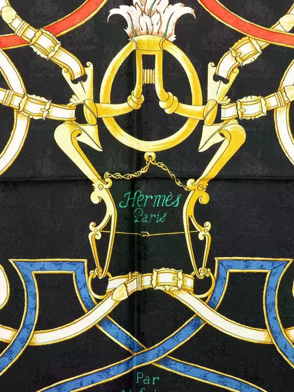 Hermès 20th Century L Instruction Du Roy Jacquard Silk Scarf 90 Scarves - Black
