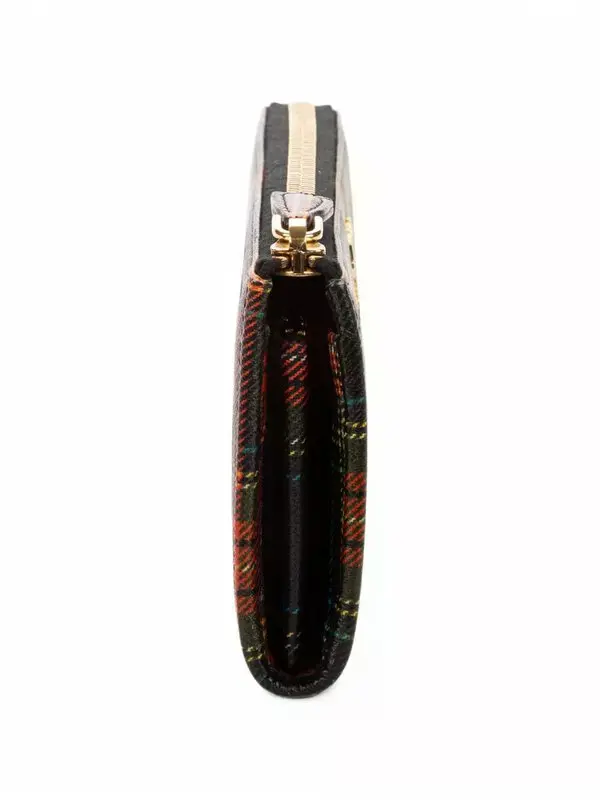 Prada Plaid Zip-around Wallet