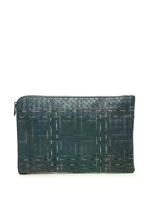 Bottega Veneta 2012-2026 Nappa Intrecciato Metropolis Document Case Clutch Bag - Blue