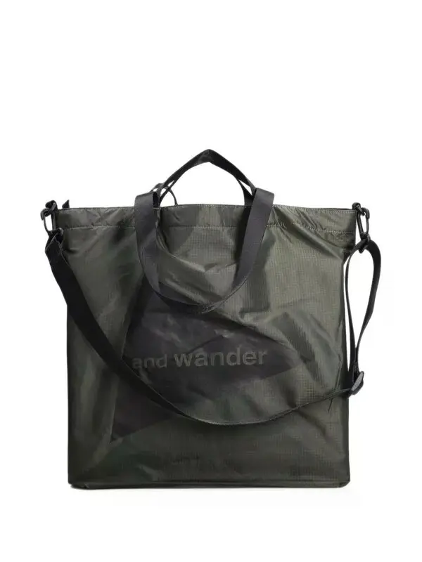AND WANDER Ripstop Logo-print Tote Bag