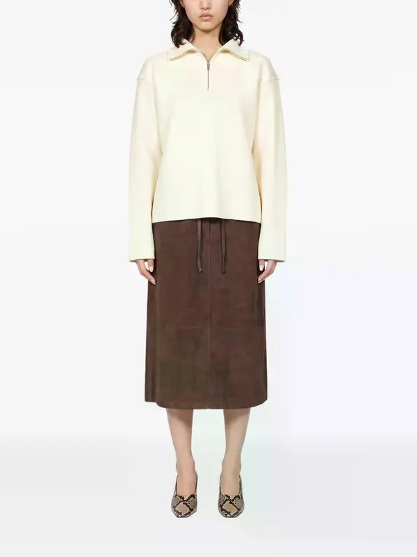 R2W Quarter-zip Dropped-shoulder Sweater - White