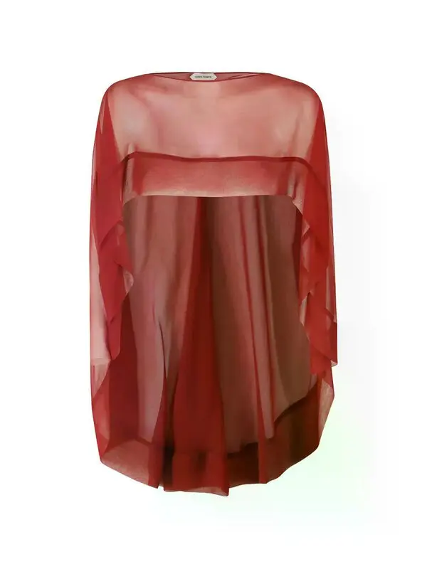 Alberta Ferretti Sheer Draped Shawl - Red