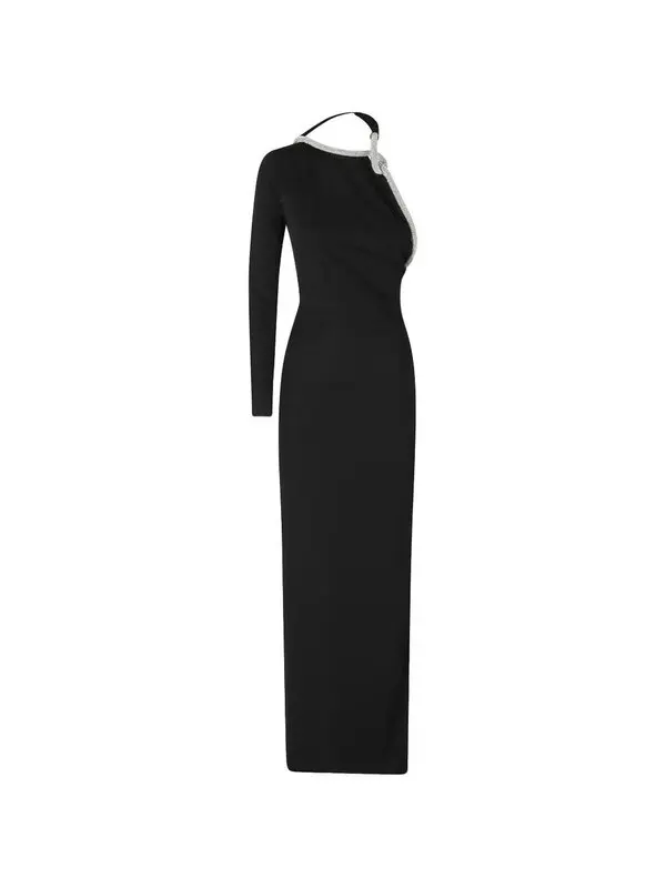 ALESSANDRO LEGORA Crystal-embellished One-shoulder Maxi Dress