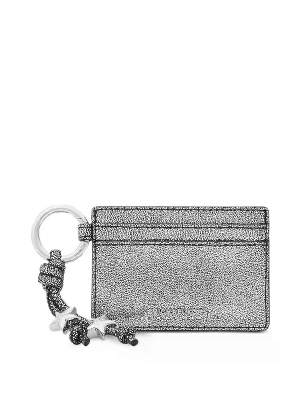 Michael Kors Jet Set Metallic-leather Card Case With Charms - Silver