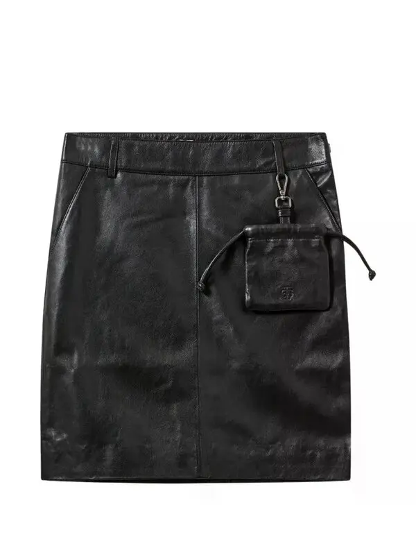 THE GARMENT Soho Detachable-pouch Lambskin Mini Skirt - Black