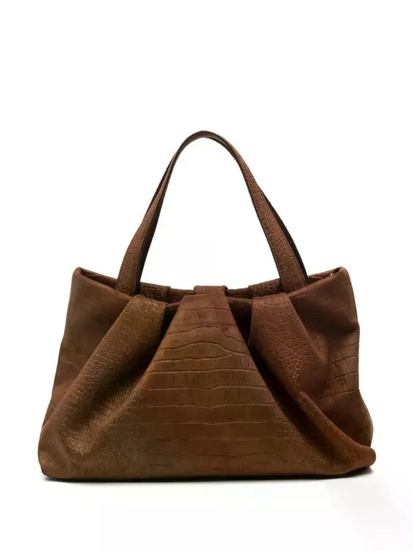 THEMOIRE Athena Croc-effect Shoulder Bag - Brown