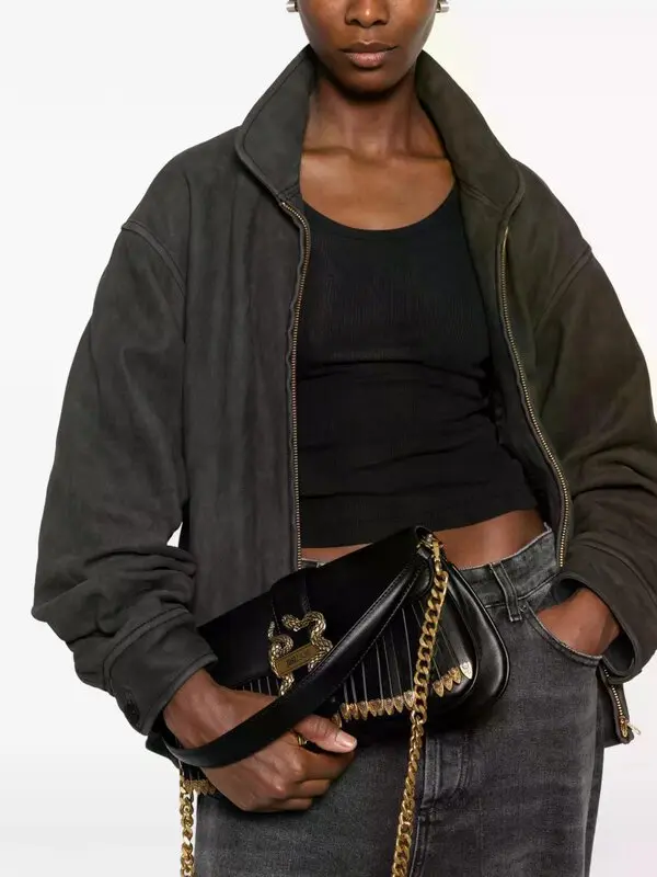 Just Cavalli Snake-plaque Pleated Cross Body Bag