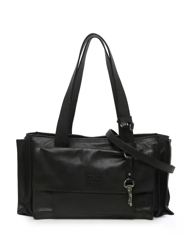 Miu Miu 2026 Lambskin Utilitaire Shopping Bag Satchel - Black