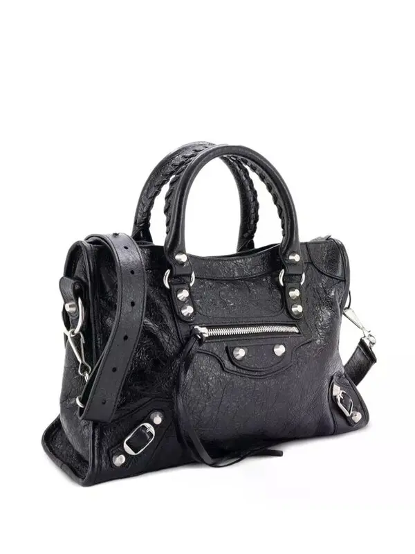 Balenciaga City Classic Studs Bag Leather Small Satchel - Black