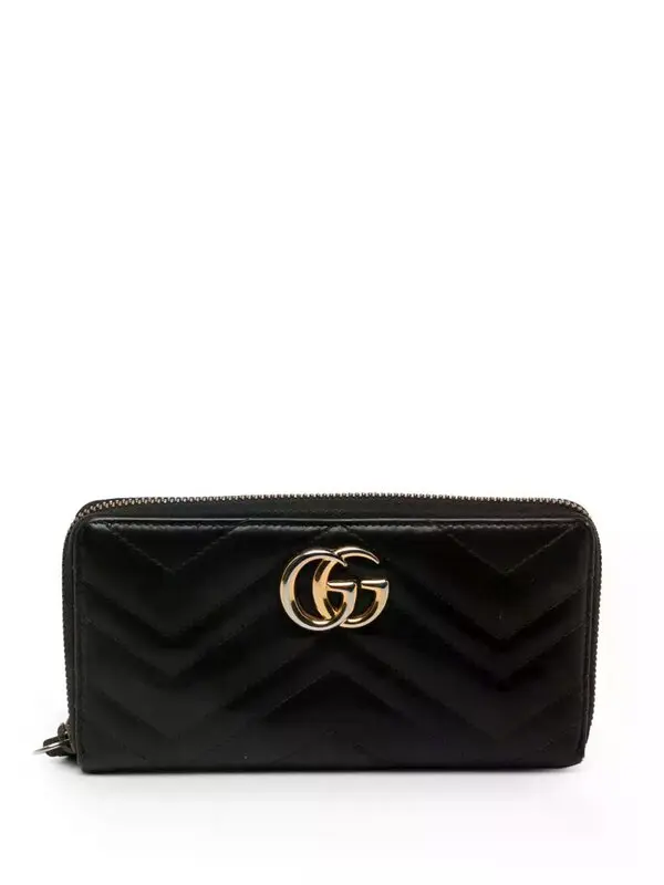 Gucci 2016-2026 Gg Marmont Matelasse Calfskin Zip Around Wallet Long Wallets - Black