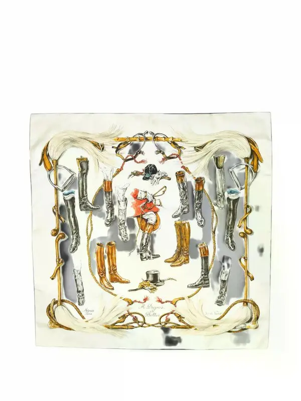 Hermès A Propos De Bottes Silk Scarf - White