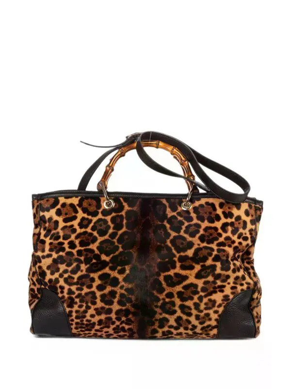 Gucci Bamboo Shopper Leopard-print Handbag
