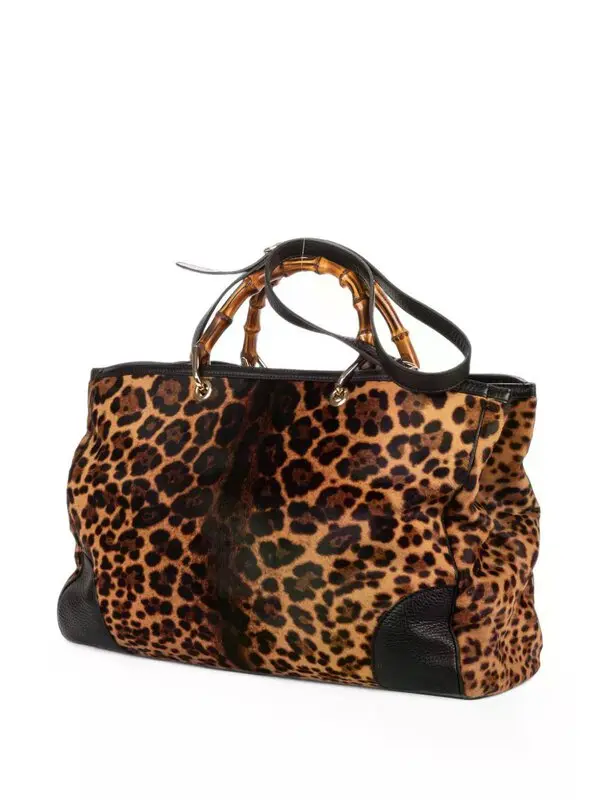 Gucci Bamboo Shopper Leopard-print Handbag