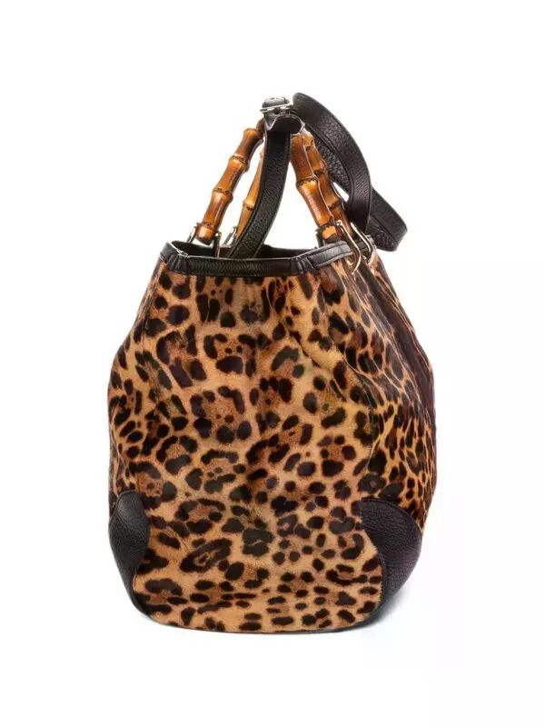 Gucci Bamboo Shopper Leopard-print Handbag