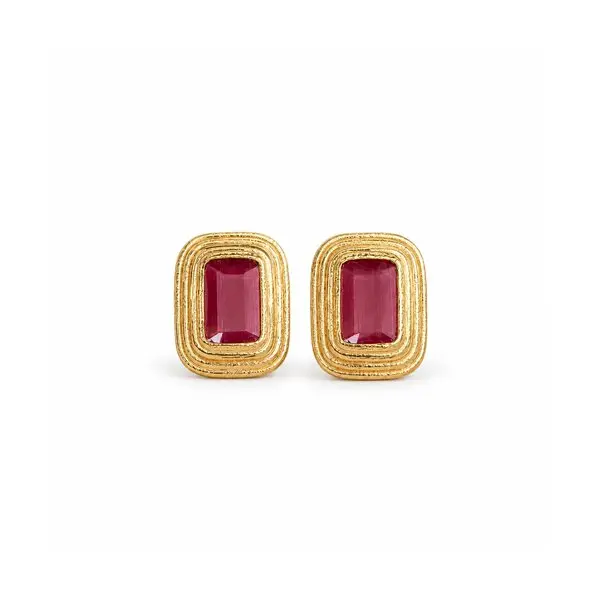 SAÉA Berry Cat's Eye Stepped Gold Plated Stud Earrings