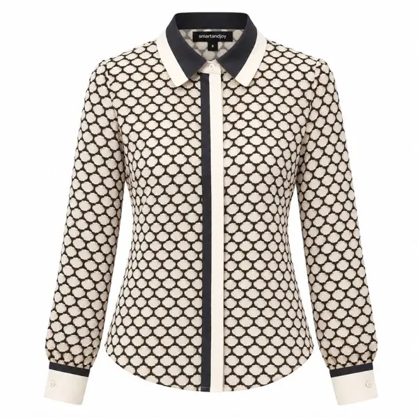 SMART AND JOY Graphic Print Shirt With Contrast Collar - Brown