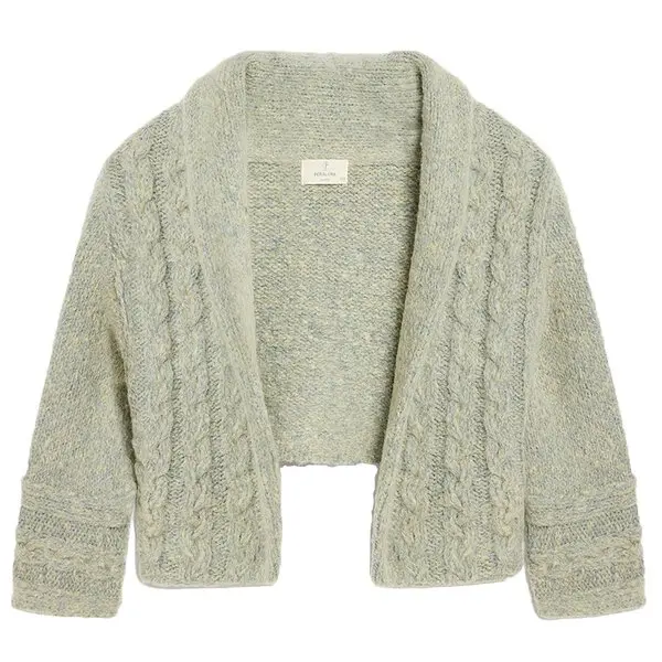 PERALUNA Nice Knit Bolero Cardigan In Ice - Green