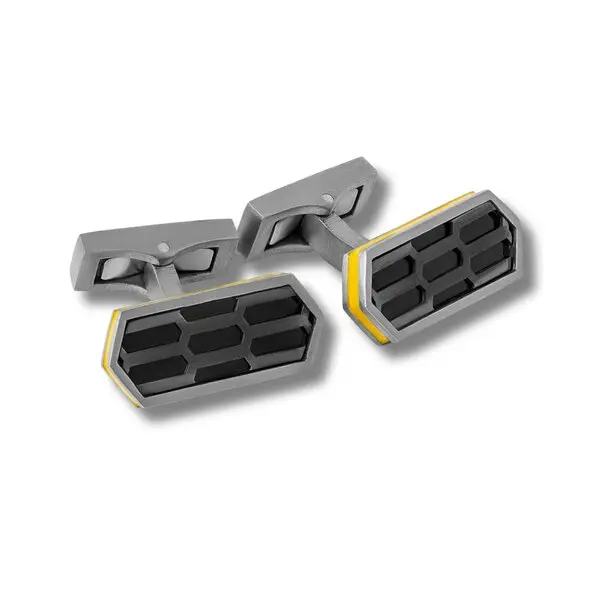 Tateossian Automobili Lamborghini Hex Rettangolo Cufflinks - Black/yellow