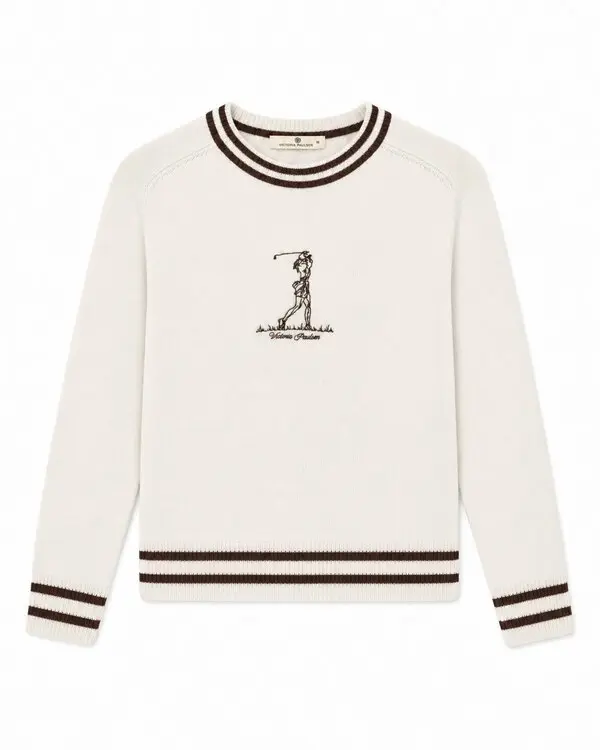 VICTORIA PAULSEN Resa Crew Neck Sweater- Cream - White
