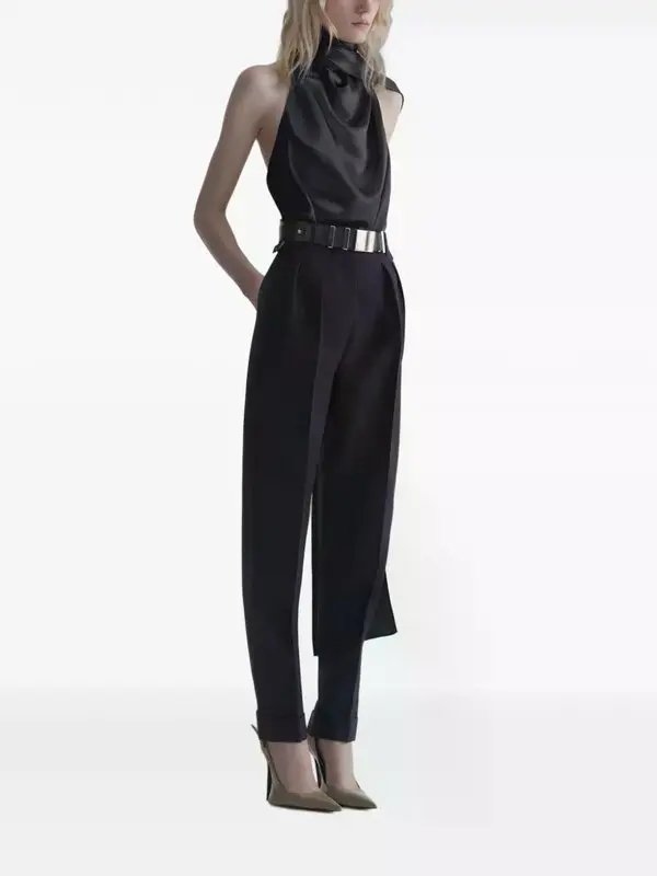 MUGLER Backless Scarf Top - Black