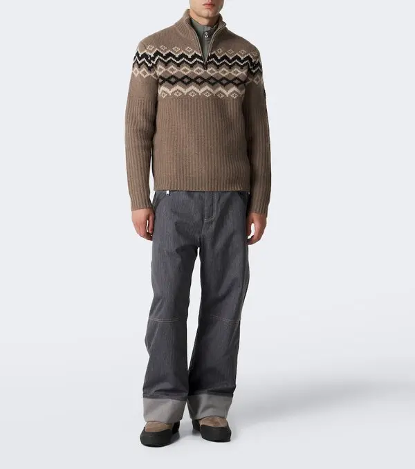 Bogner Ludi Fair Isle Cashmere Half-zip Sweater - Brown