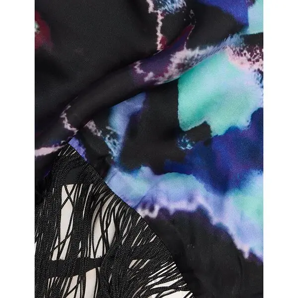 RAT AND BOA Rheta Zebra And Floral Printed Satin Scarf