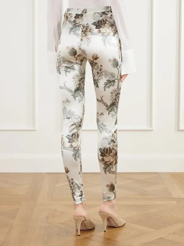 Acne Studios Floral-print Satin Skinny-leg Pants