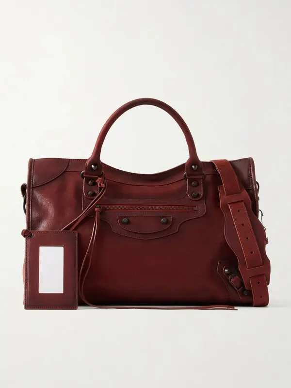 Balenciaga Le City Medium Leather Shoulder Bag - Red