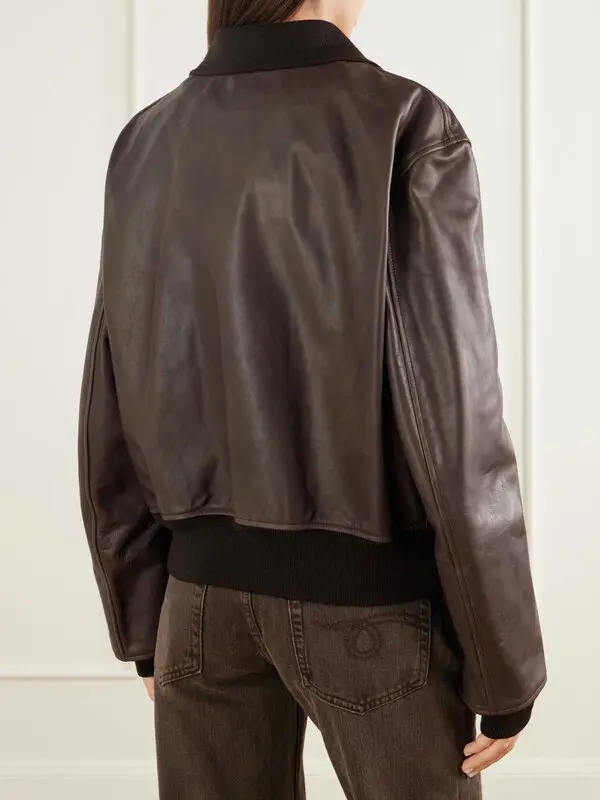 Our Legacy Waxed Cotton-trimmed Leather Bomber Jacket