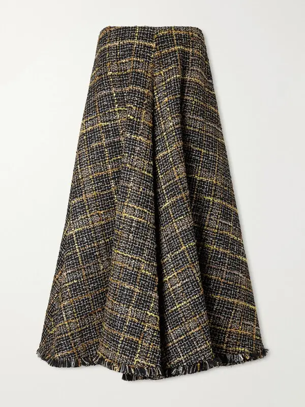 Altuzarra Varda Fringe-trimmed Tweed Midi Skirt - Multi
