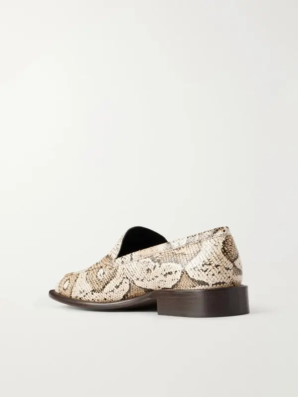 Acne Studios Logo-detailed Snake-effect Leather Loafers