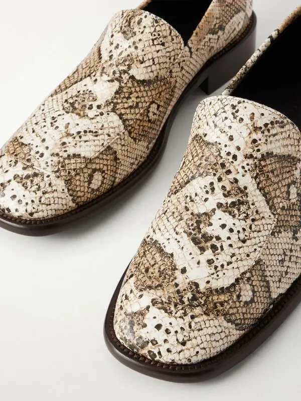 Acne Studios Logo-detailed Snake-effect Leather Loafers