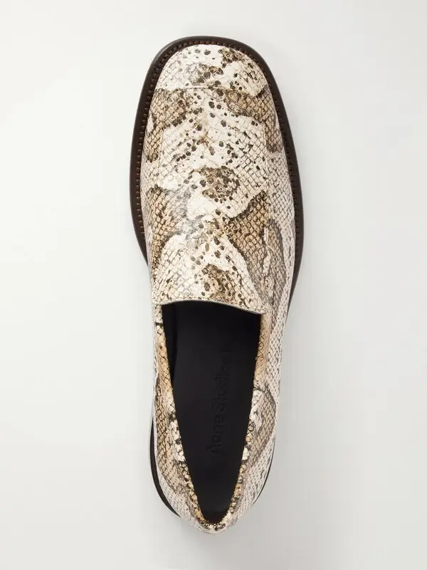 Acne Studios Logo-detailed Snake-effect Leather Loafers