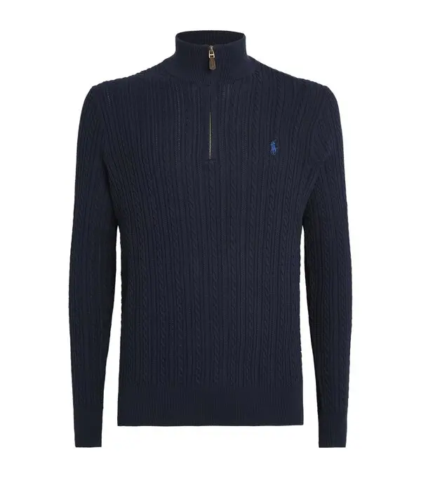 Polo Ralph Lauren Cotton Cable-knit Quarter-zip Sweater