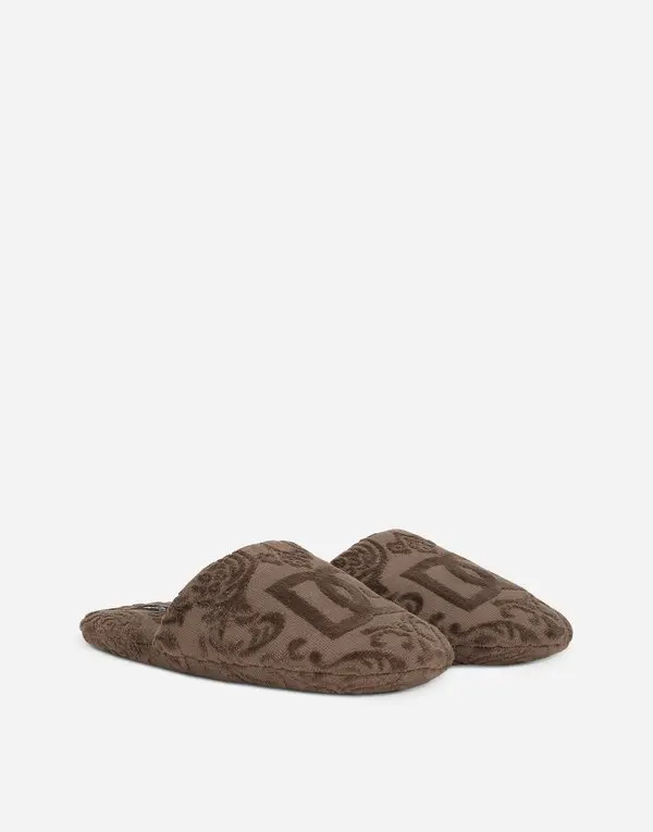 Dolce & Gabbana Jacquard Cotton Terry Slippers Cotton Slippers