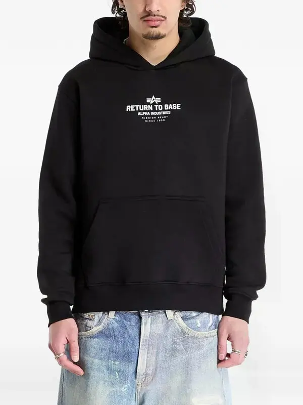 Alpha Industries Return To Base Graphic-print Hoodie - Black